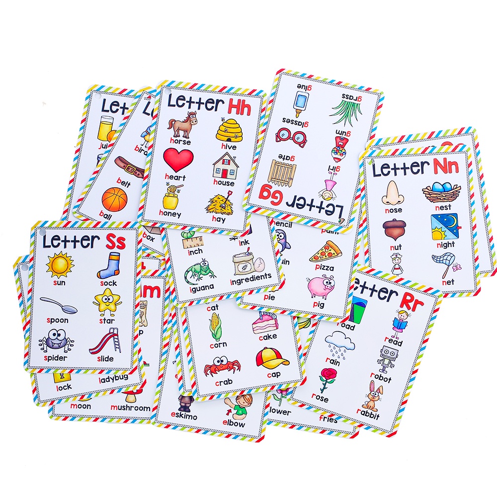English 26 Letters Alphabet Phonics Pocket Cards for Kids Baby Learning ...