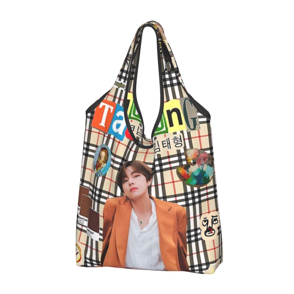 BTS V Taehyung Portable Shopping Bag Foldable Carry-On Reusable ...