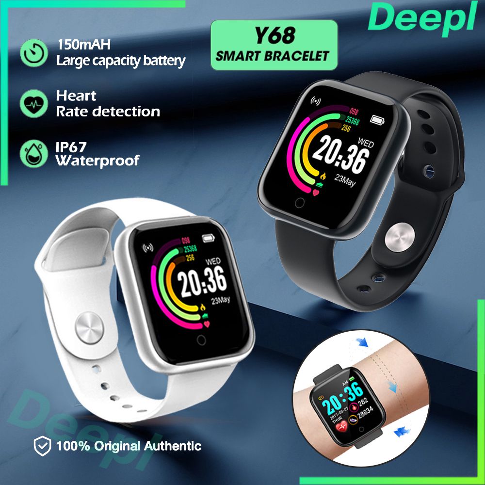 Y68 Smart Sports Watch Bluetooth Waterproof Heart Rate Monitor Smart ...