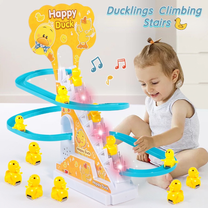 Electronic Duck Climbing Stairs Toy with Lights and Music, Safe ABS ...