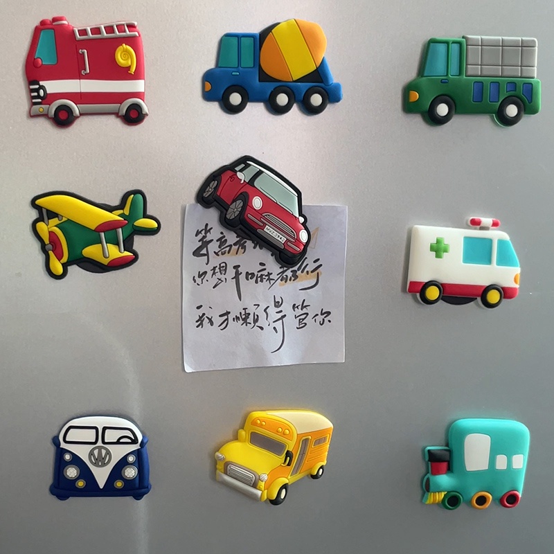 Cartoon Cartoon Car Refrigerator Sticker Police Car School Bus Magnet ...