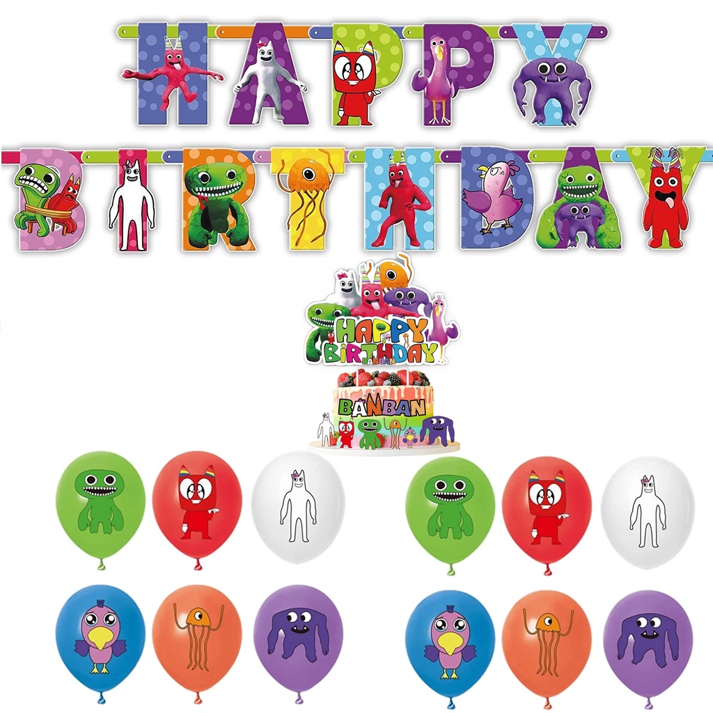 Garten Of Banban Birthday Theme Kids Party Decorations Banner Cake ...
