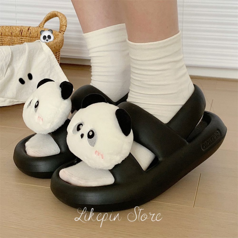 3cm Cartoon Panda Double Strap Sandals Women Sandals | Shopee Philippines