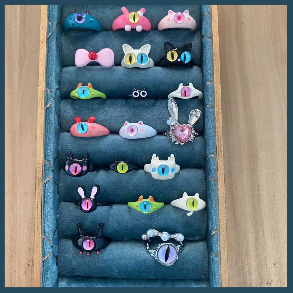 Steve Cute Black Cat Little Monster Ring Big Eyed Boy Sweet Cool Cute ...