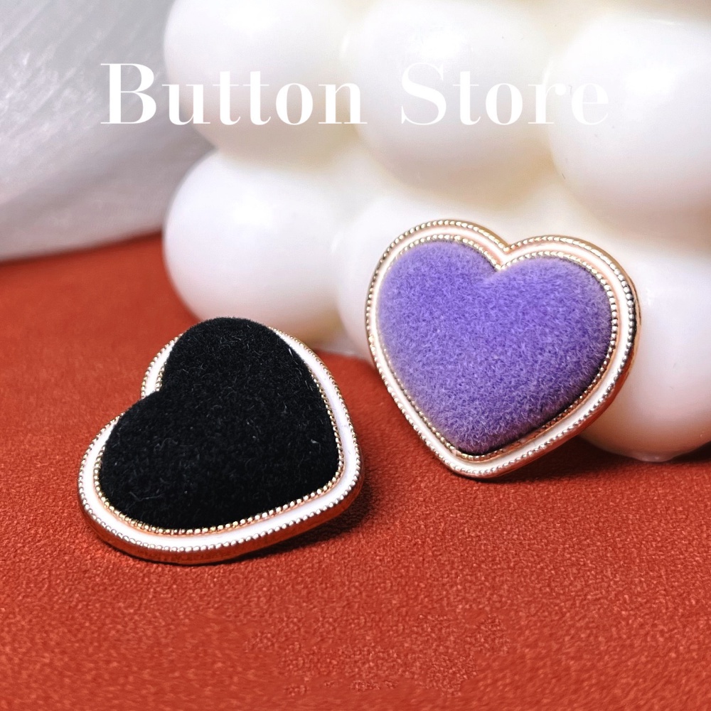 5 Pieces Wholesale Clothes Button Metal Flocking Heart Button Fashion ...