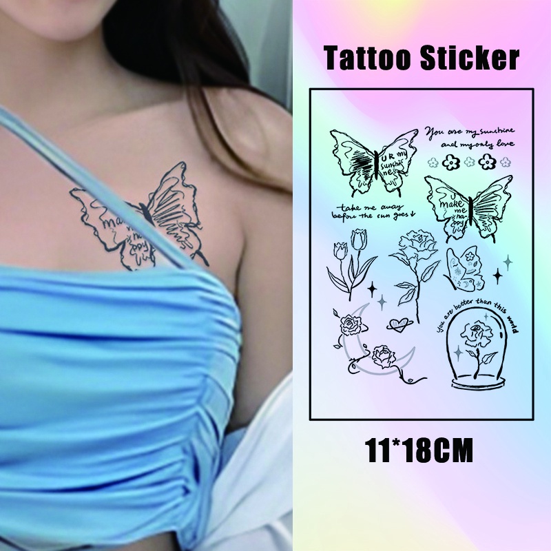 【SUN】Tattoo Sticker Waterproof Long Lasting Minimalist Tattoo Fake ...