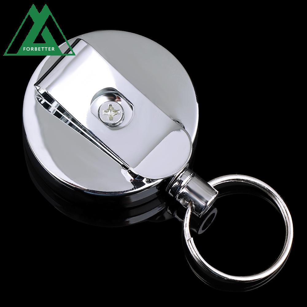 Recoil Ring Belt Clip Pull Key Chain Metal Card Badge Holder ...