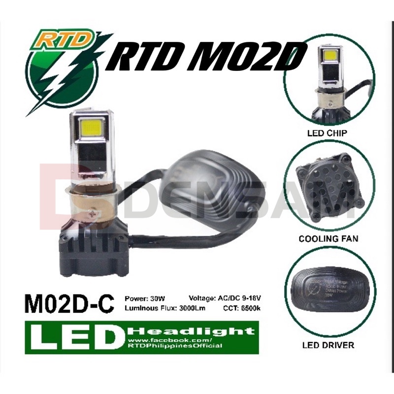 RTD Motorcycle Universal MO2D 30Watts 3LED Headlight White | Shopee ...