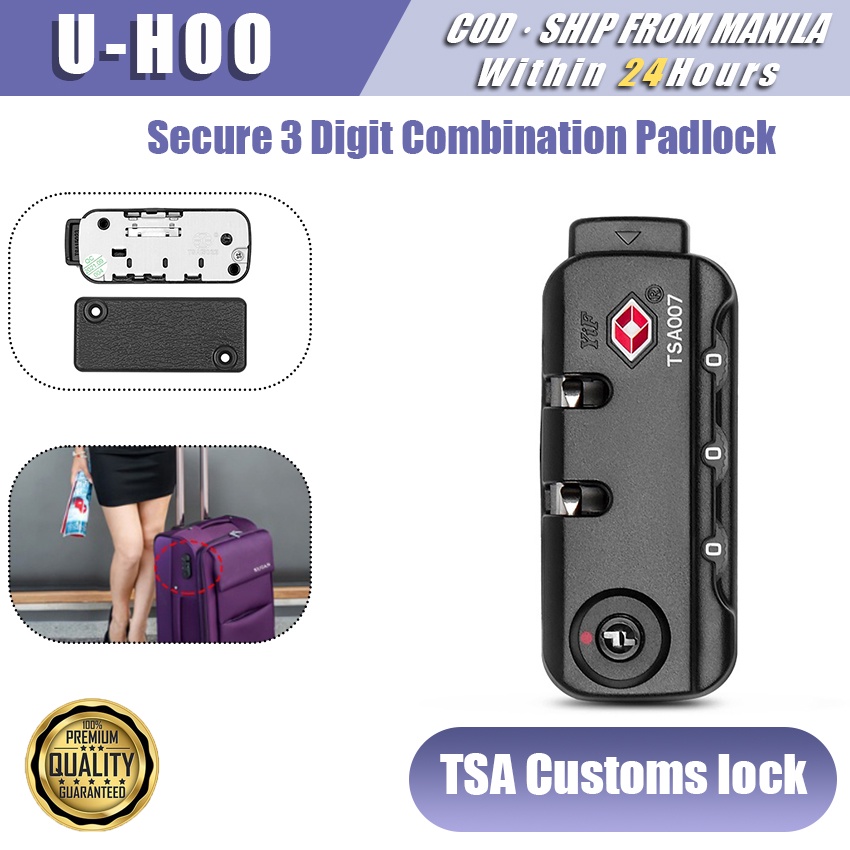 3 Digit TSA Lock Luggage Combination Padlock TSA007 Universal Travel ...