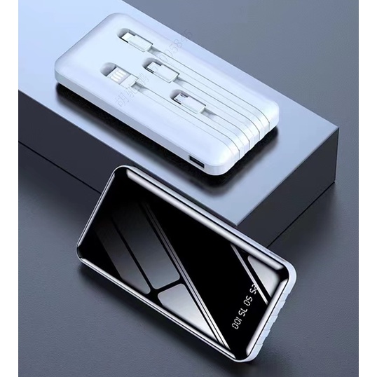 MINISO 10000mAh Power Bank with Built-in 4 Cables Model: Y19 White ...