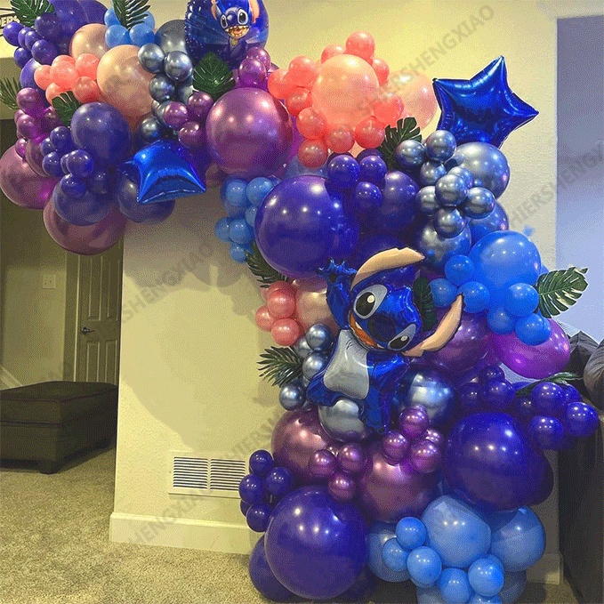 109pcs Disney Stitch Balloons Blue Lilo & Stitch Cartoon girls Birthday ...