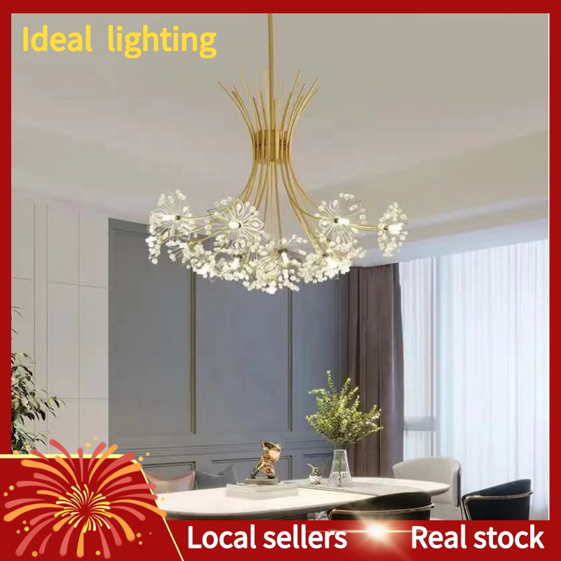 LED Tri Color Pendant Light Crystal Chandelier Ceiling Light for Dining ...