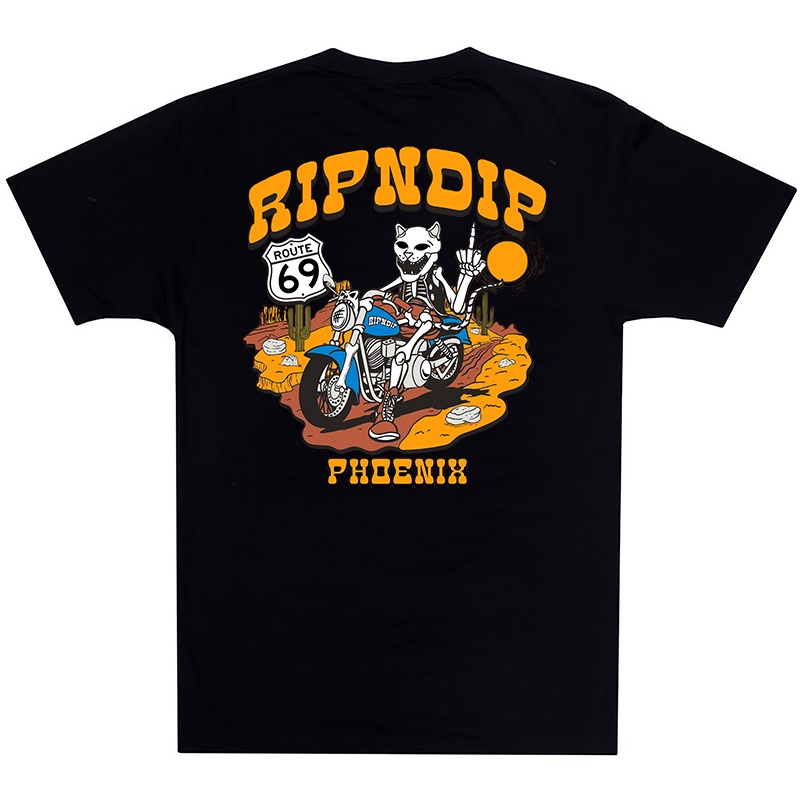 American trendy brand ripndip pariah cat middle finger cat short sleeve ...