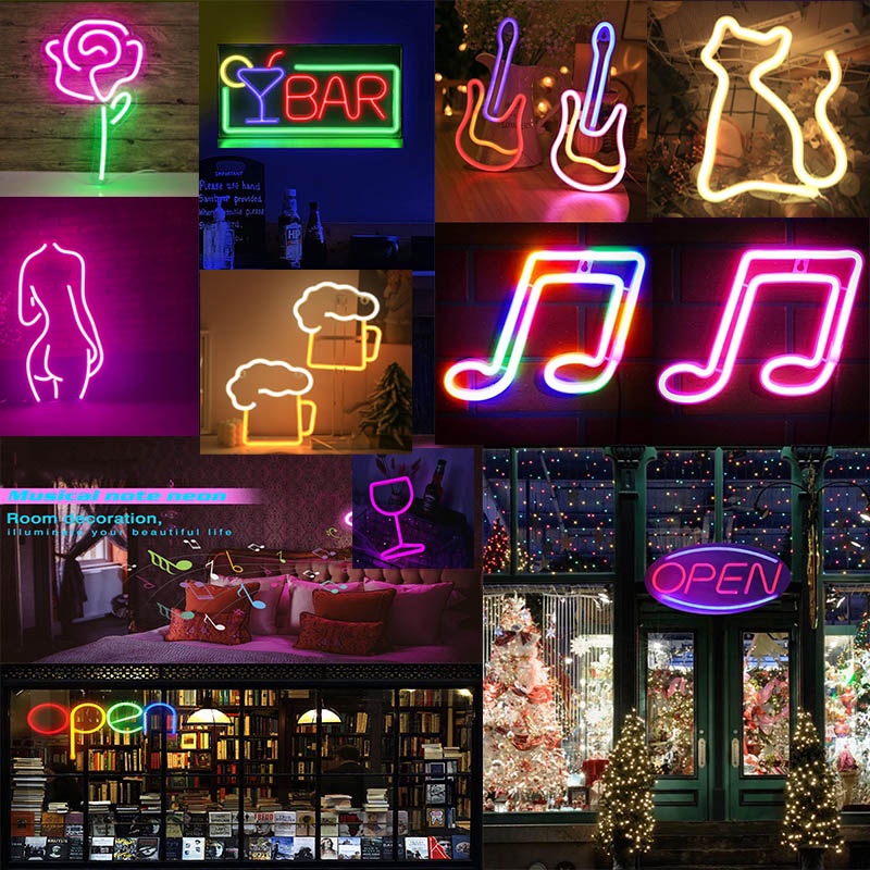 LED Open Bar Music Restaurant Neon Sign Hanging Store Sign Shop Home ...