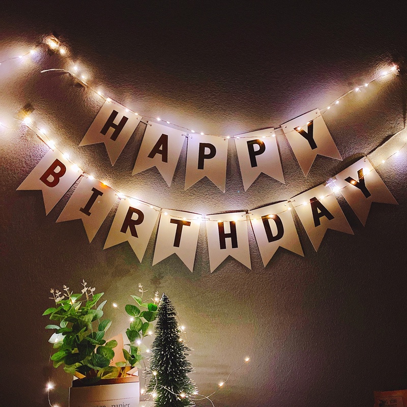 Happy Birthday Triangle Banner Flags With Light Party Decorations ...