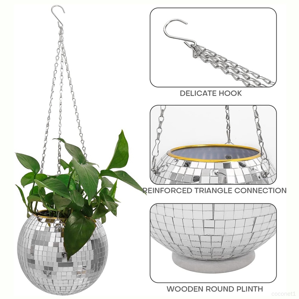 Hanging Disco Ball Planter with Chain Mirror Disco Ball Planters ...