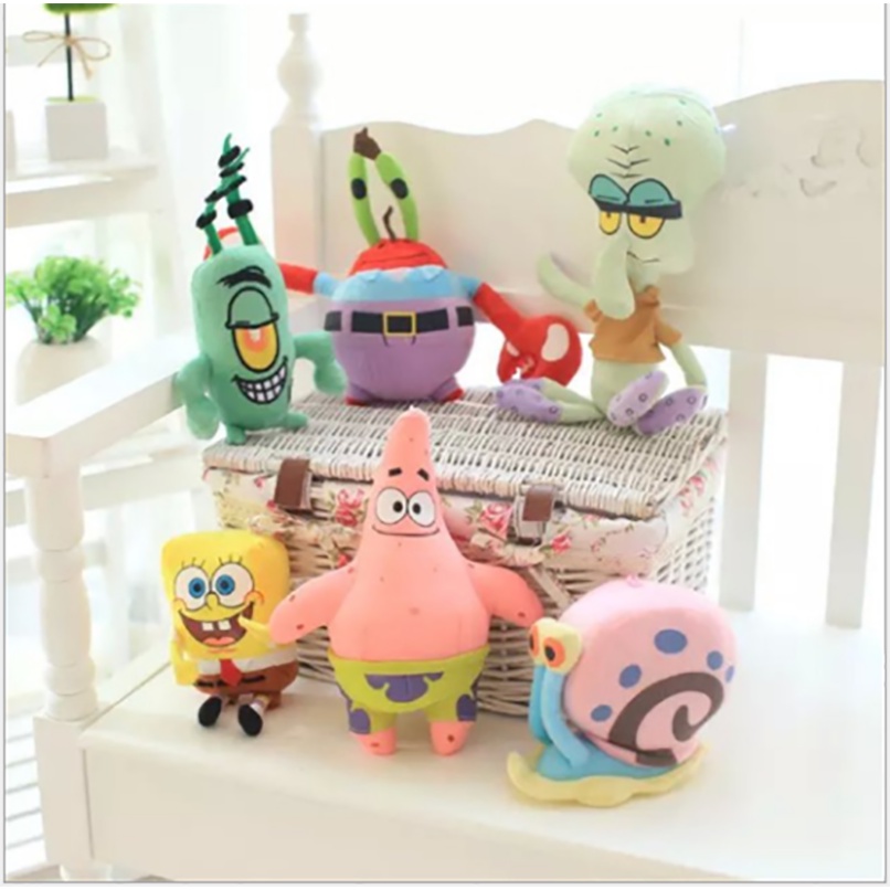 Lovely Short Plush Stuffed Animals Spongebob Series Snail Octopus ...