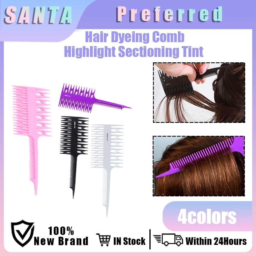 3-Way Hair Dyeing Comb Highlight Weave Combs Sectioning Salon Hair Tool ...