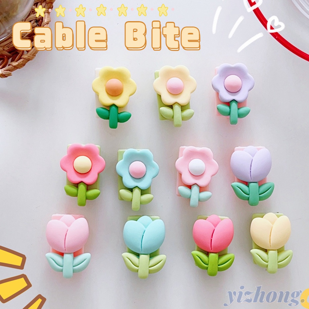 Charging Cables Protector Data Line Cord Colorful 3D Flowers Tulip ...