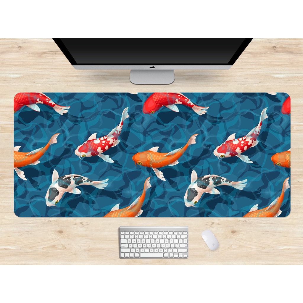 Koi Fish Mousepad, Japanese Desk Mat XL, boho nature mouse pad xxl ...