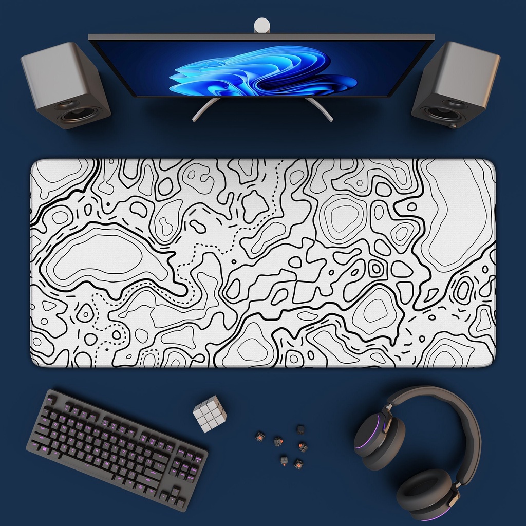 White Topographic Mousepad, Topographic xxl mouse pad, extra large ...