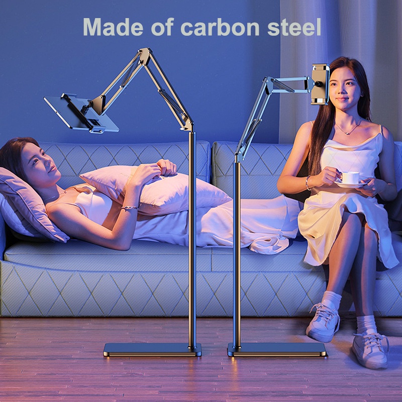 Mechanical cantilever floor phone stand holder carbon steel lazy long ...
