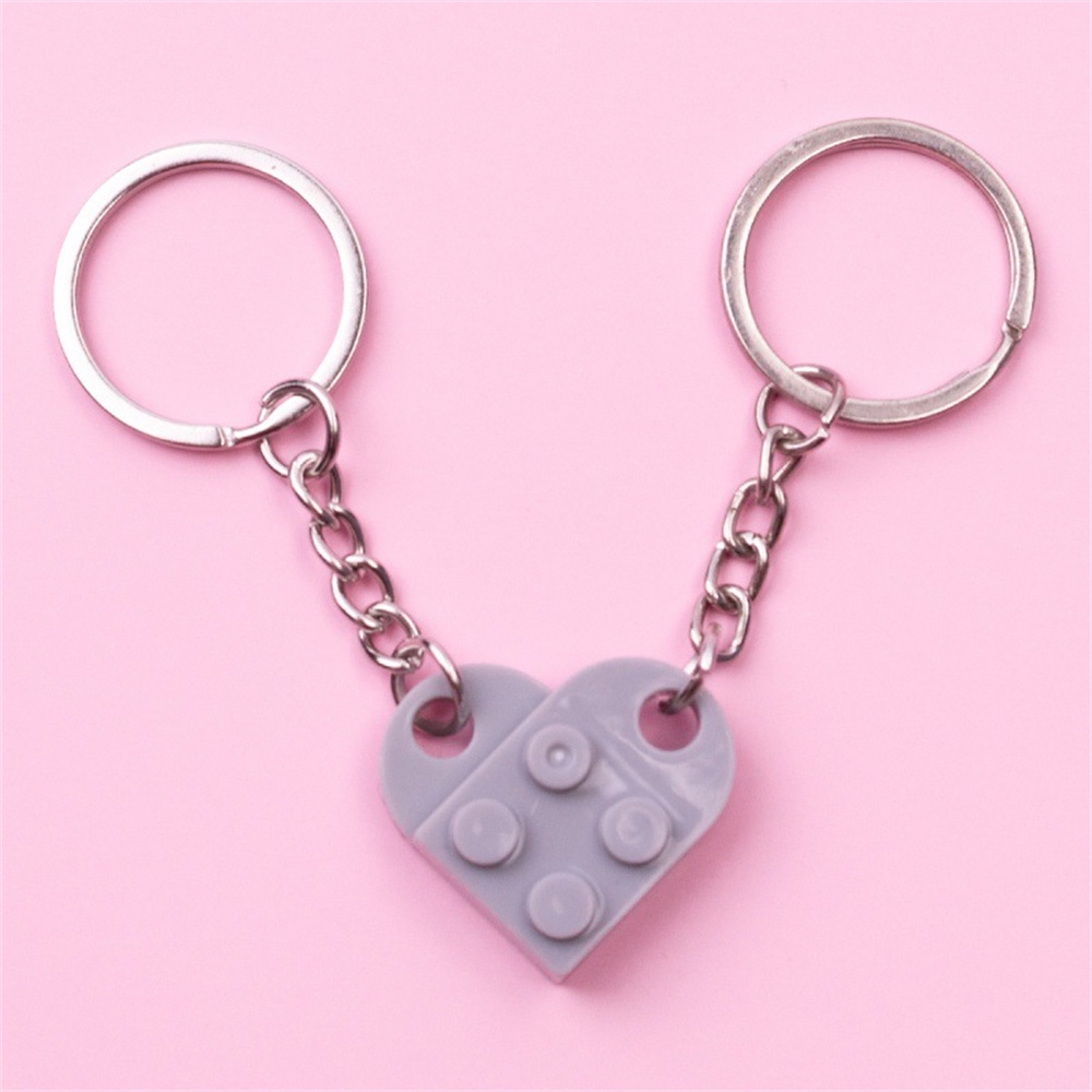 Fashion Heart Keychain Creative Matching Building Blocks Key Chains ...