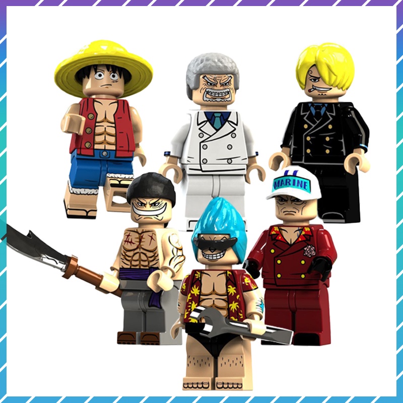 6 Pieces One Piece Assembled Building Blocks/Luffy/Sanji Frankie/Akainu ...