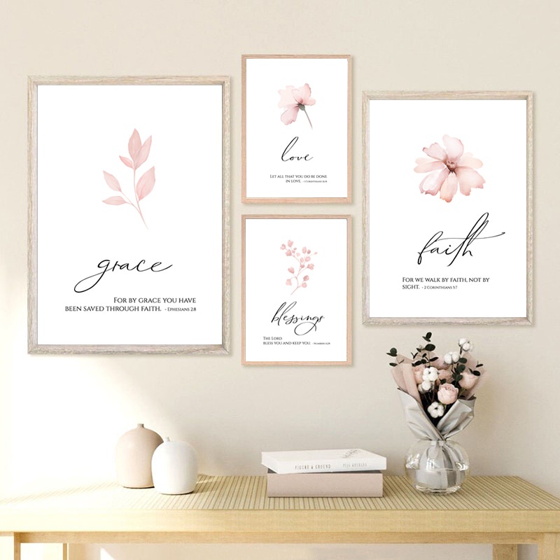 Grace Faith Love Blessings Bible Verse Wall Art Canvas Painting Quote ...