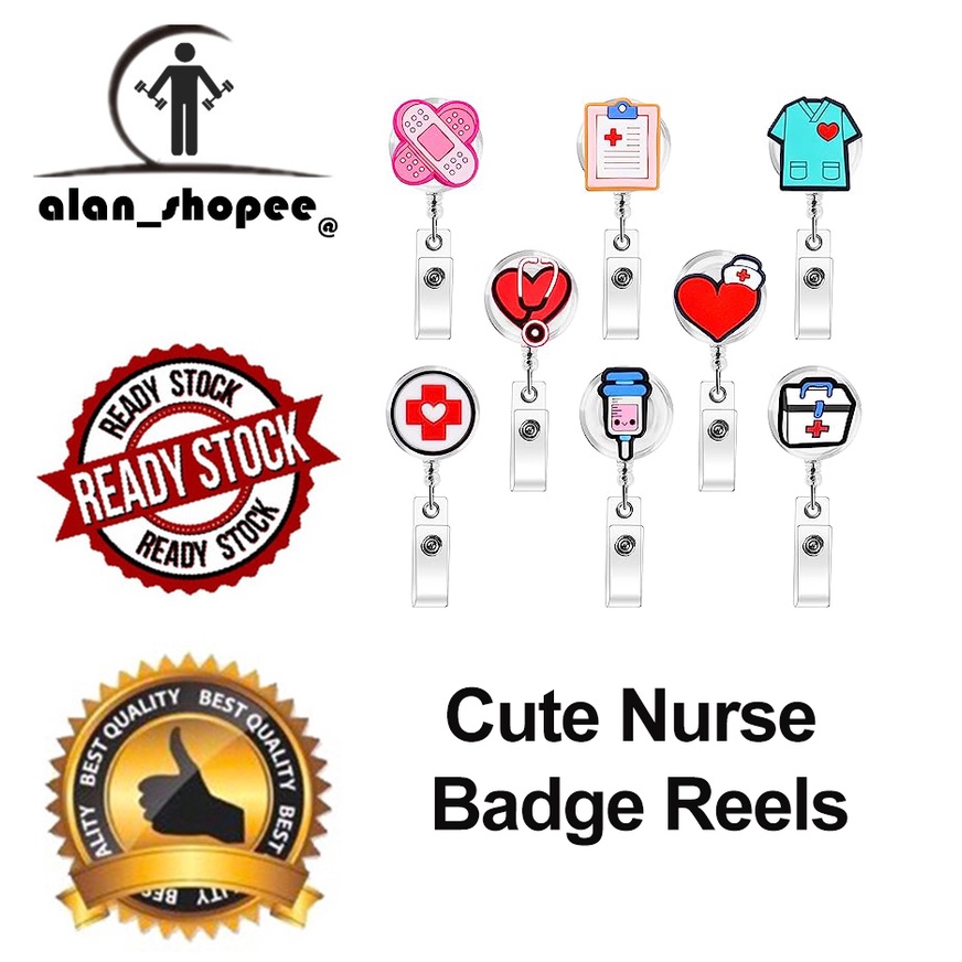 1PCS Cute Nurse Badge Reels Retractable Nursing ID Badge Holder Doctor ...