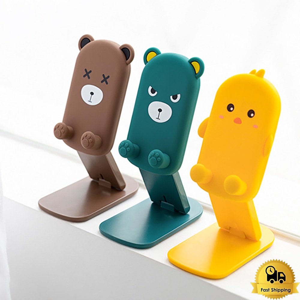 Foldable Phone Holder Cute Cartoon Bear Portable Phone Holder Mobile ...