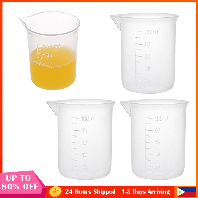 100ML Scaled Measuring Cups Transparent Plastic Capacity Cup Laboratory ...
