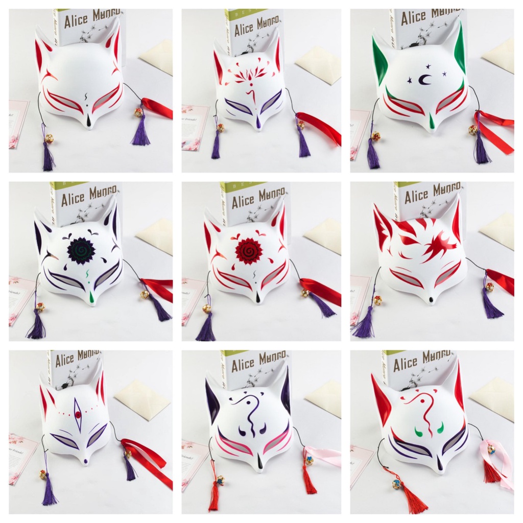 Fox Masks Half Cosplay Masks Cat Animal Costume Kabuki Masks Masquerade ...