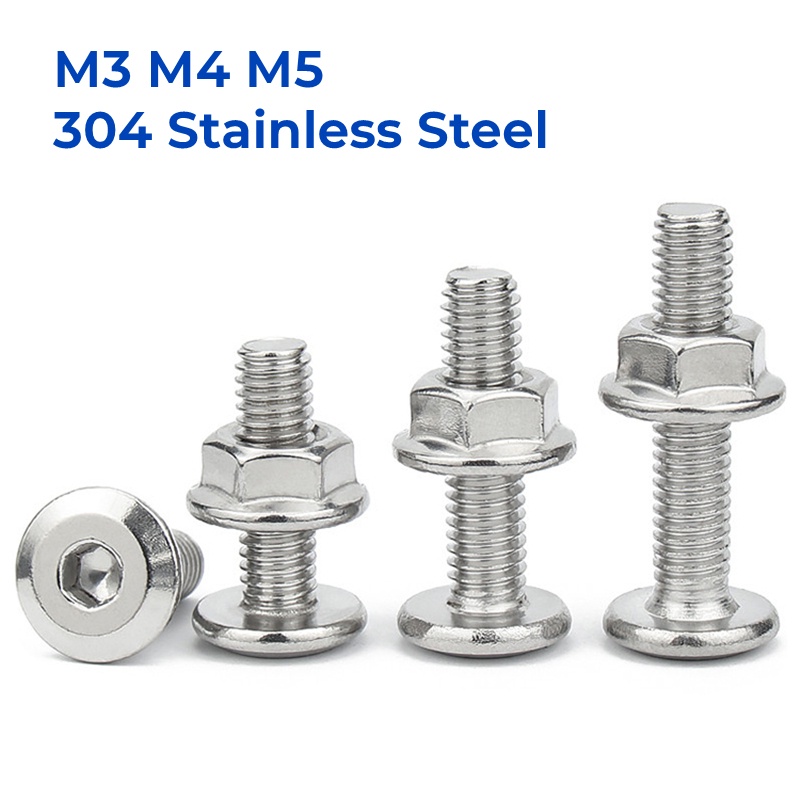 M3 M4 M5 304 Stainless Steel Large Flat Hex Hexagon Socket Head Allen Screw Nut Flange Nut Lock ...
