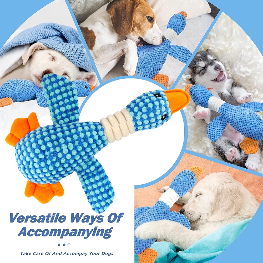 【CDDMPET】Pet Dog Puppy Plush Toy Goose Squeaky Squeaker Stuffed Chew ...