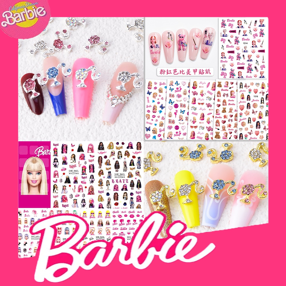 Barbie Nails Women's Nail Art Accessories Barbie Pink Nail Stickers ...