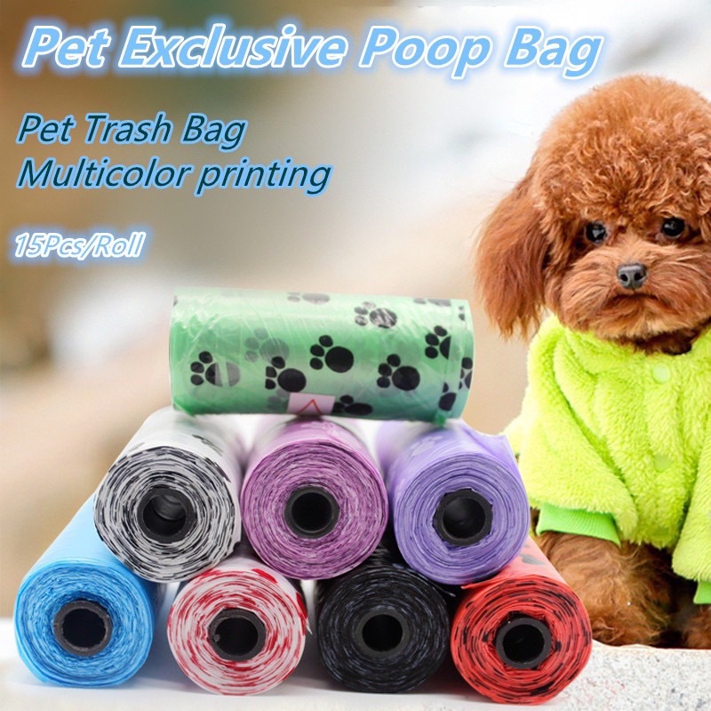 Dog Poop Bag Pet Dog Clean-up Bag Pick Up Waste Poop Bag 15pcs/Roll ...