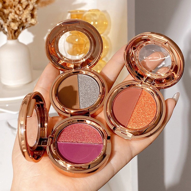 JADED Two-color Eye Shadow Pumpkin Color Plum Color Wine Red Fine Flash ...