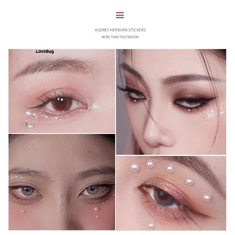 Eye Stickers Diamond Pearl Party Glue Free Eyebrow Forehead Face ...