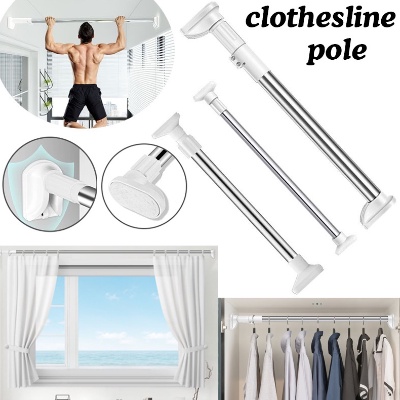 Telescopic Rod Adjustable No Drilling Pole Extendable Clothesline ...