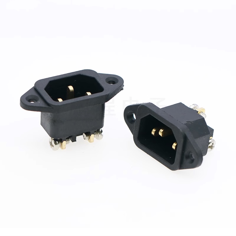 AC-04E Power Socket High Current Pinzi Male With Screw Hole Connection Thick Copper Sheet AC ...