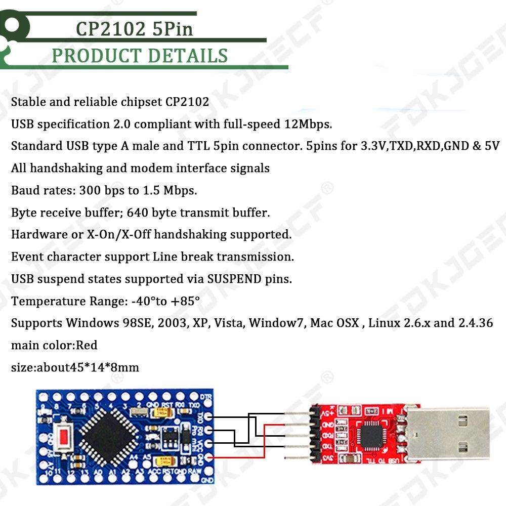 CP2102 USB 2.0 to UART TTL 5PIN Connector Module Serial Converter STC ...
