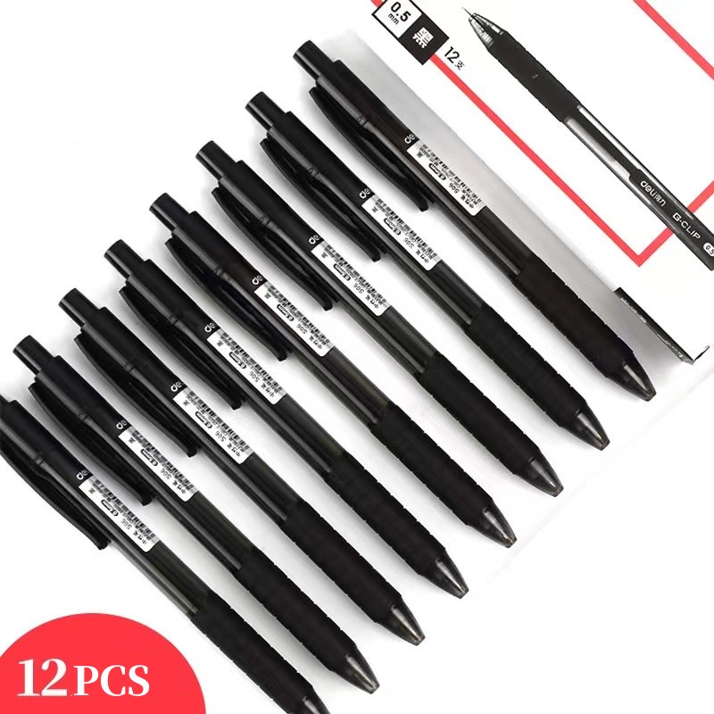 Gel Pen Set Black Sign Pen Black Ink 0.7mm bullet school 1 box ball pen ...