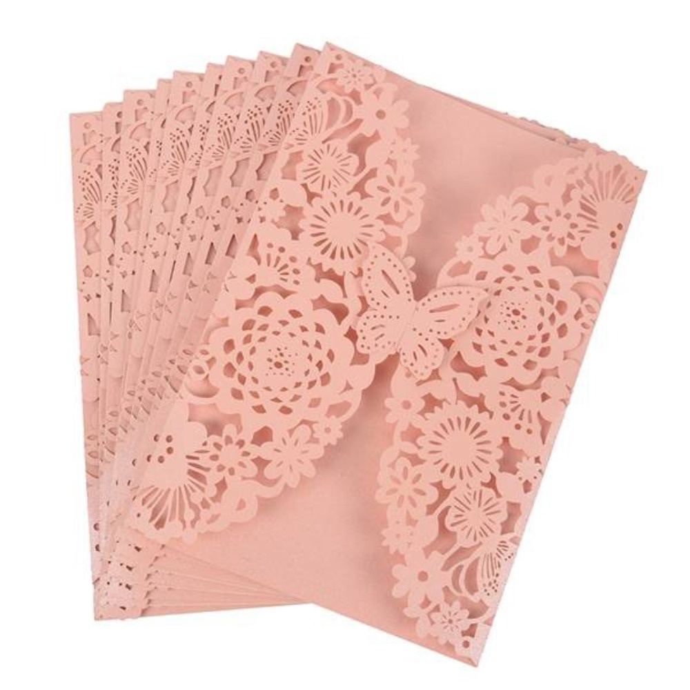 10pcs/pack 3D Butterfly Wedding Invitation Card Romantic Flower Pattern ...