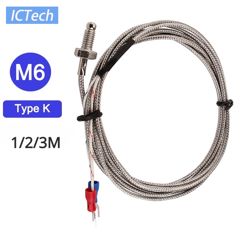 Thermocouple Thread M6 Screw Type K 1/2/3m Probe Sensor Temperature ...