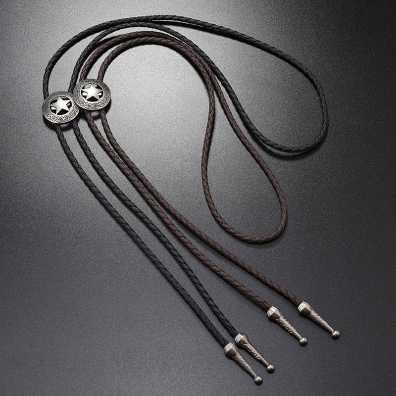 blg Elegant Black Bolo Tie with Star Pendant Cowboy Star Necktie ...