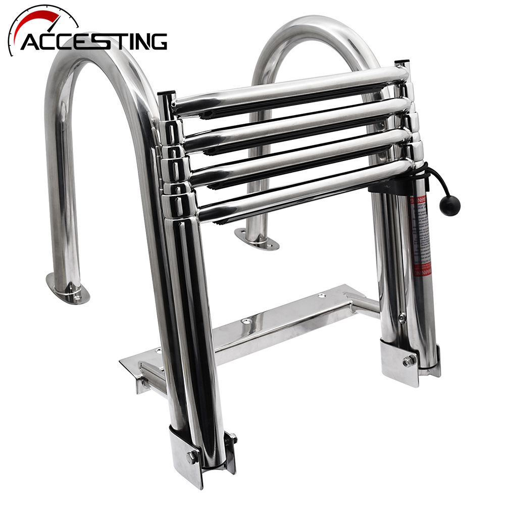Stainless Steel Folding Ladder Marine 4 Step Telescoping Ladder Fit ...