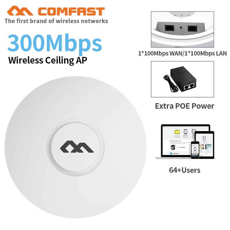 COMFAST Wifi Wireless Ceiling AP 300Mbps 4G Router Wifi Repeater Extender For Big Area Wi-Fi ...