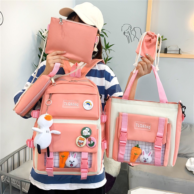 Backpacks 4 in 1 Korean School Bag Fashion Backpacks Trend Backpack Set ...