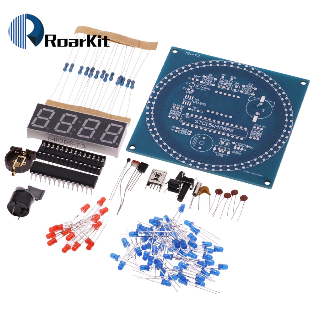Rotating LED Display Alarm Electronic Clock DIY Kit Case Shell Light ...